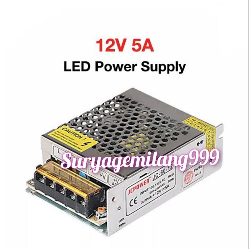 Jual TRAFO 5A / ADAPTOR LED 12V 5 AMPERE / POWER SUPPLY UNTUK LED STRIP ...