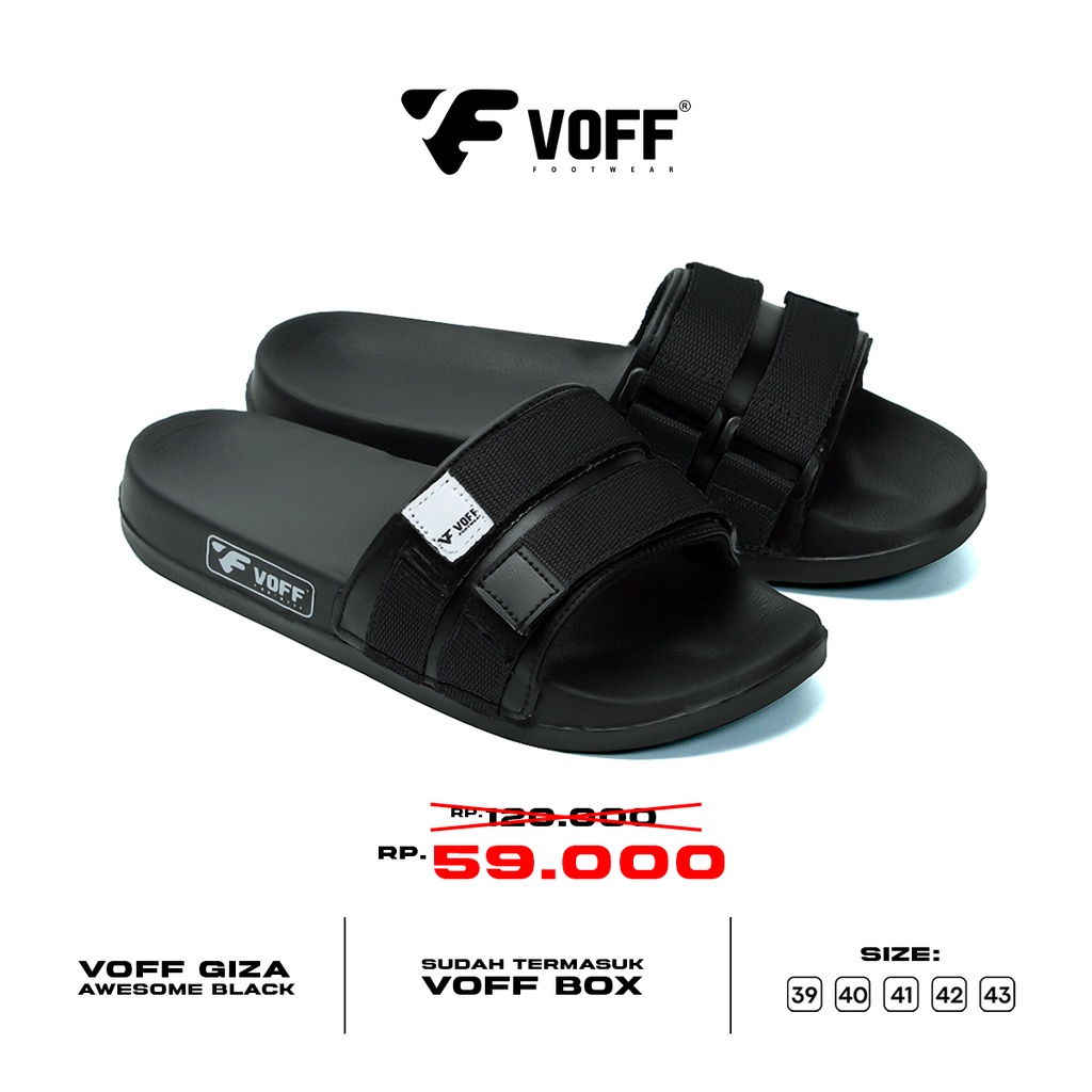 Jual Voff Official Store - Giza Full Black | Slippers | Sandal Unisex ...