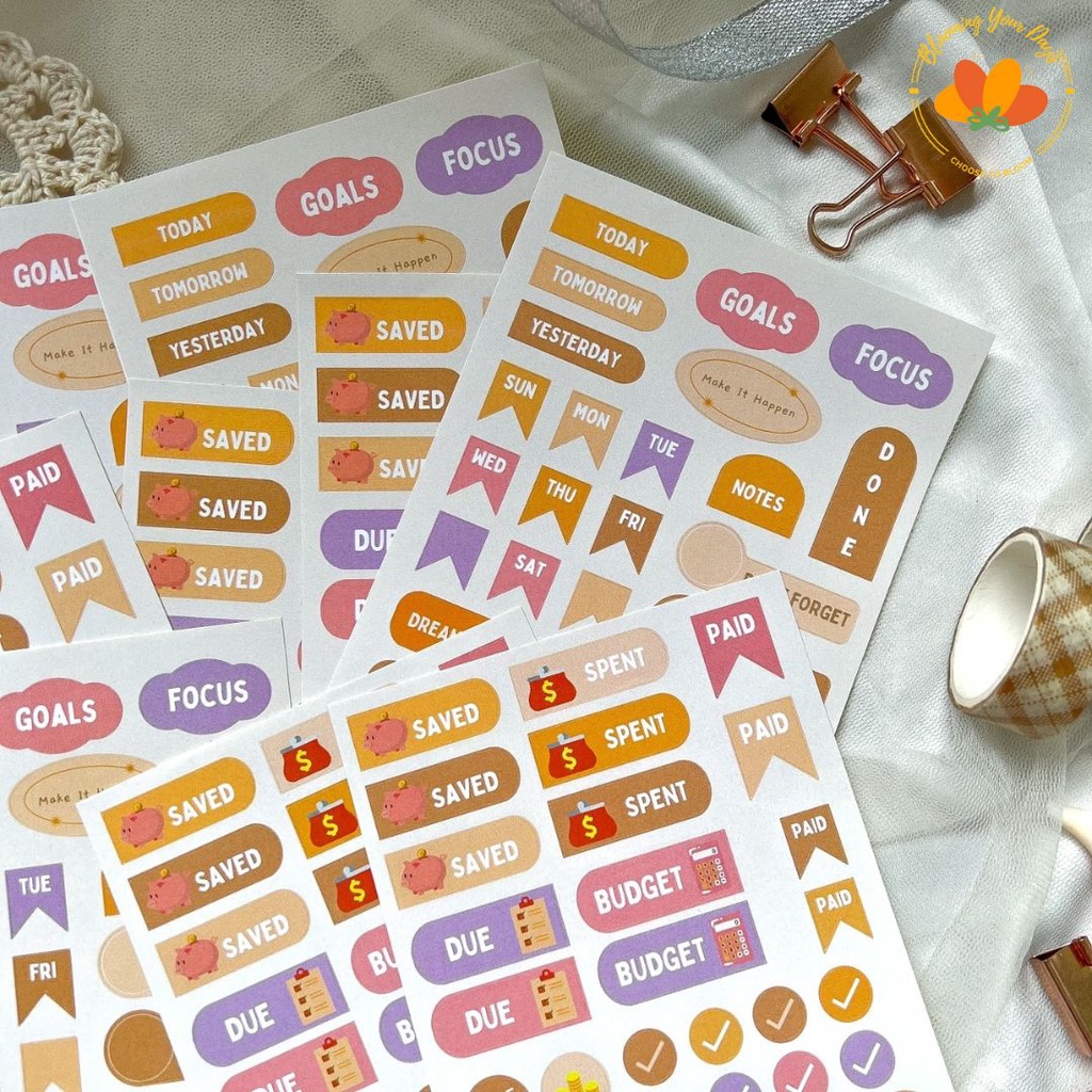 Jual Stiker keuangan nabung budgeting planning planner sticker pastel ...