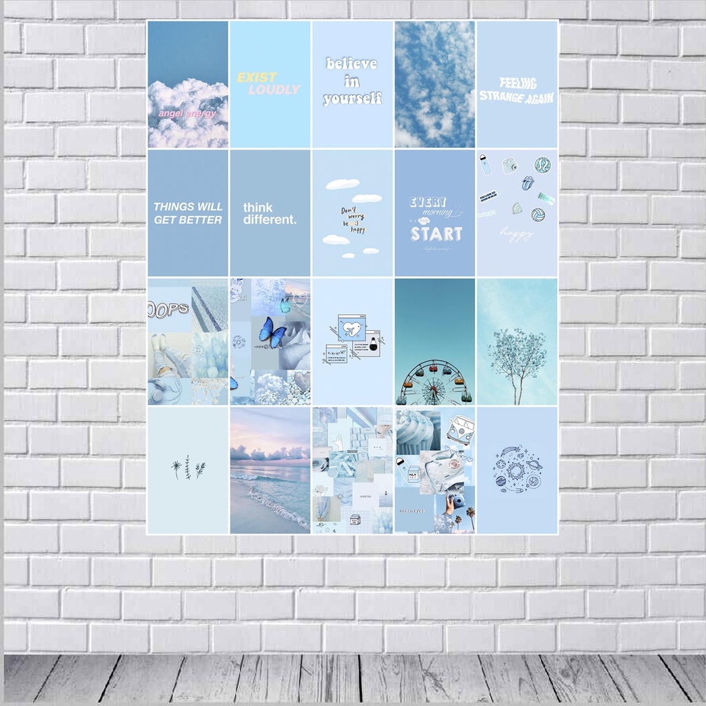 Jual [20 PCS] UKURAN A5 POSTER DINDING AESTHETIC BLUE | POSTER ...