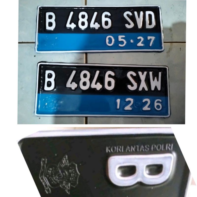 Jual Custom plat nomor motor listrik hitam biru | Shopee Indonesia