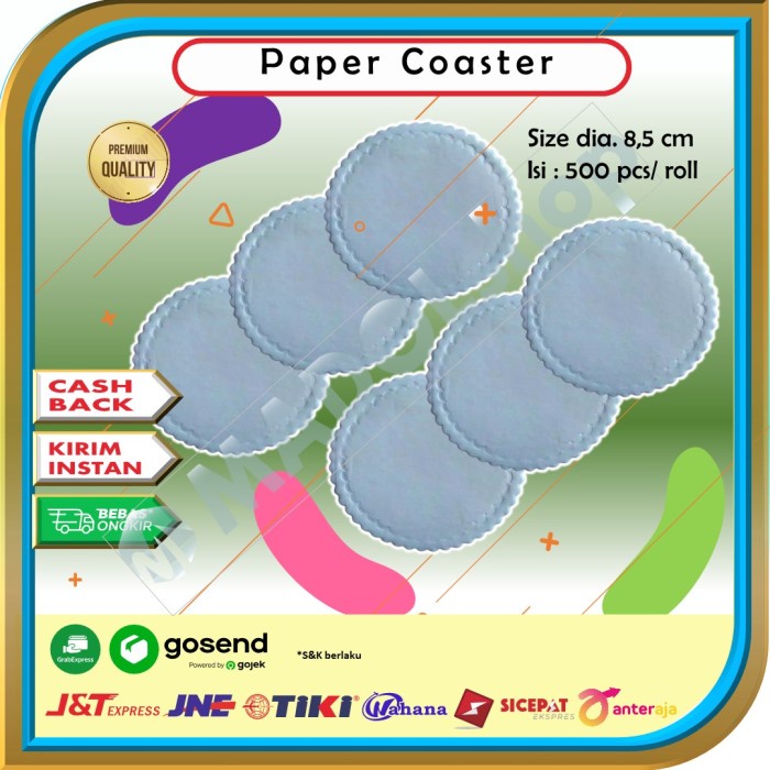 Jual Tatakan Gelas Kertas / Paper Coaster Gerigi Diameter 8.5 cm ...