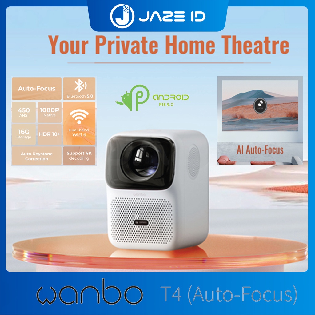 Jual Wanbo T4 Smart LED Home Projector Android Support 4K Proyektor ...