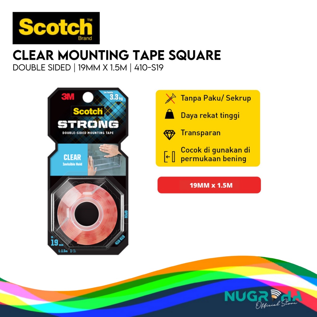 Jual Scotch 3M Perekat Double Side Clear Mounting Tape 19MM X 1.5M 410-S19 | Shopee Indonesia