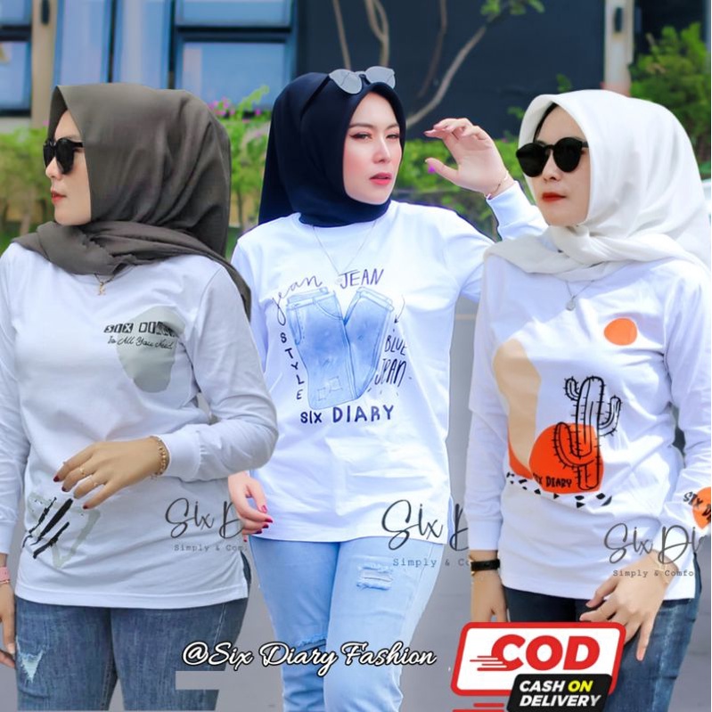 Jual Atasan Wanita Six Diary | Kaos Lengan Panjang Wanita Original Six ...