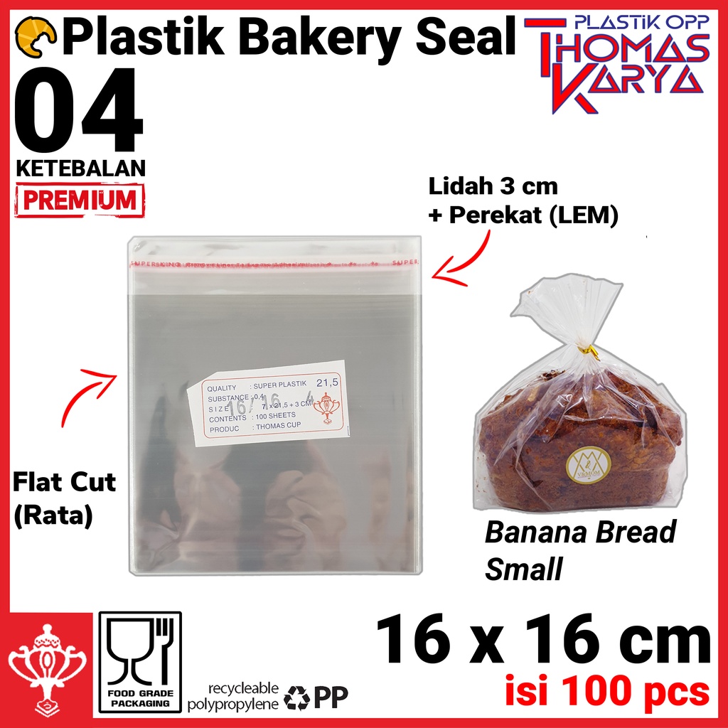 Jual Plastik OPP Roti 16x16 TEBAL isi 100 Kantong Bening Lem Kemasan ...