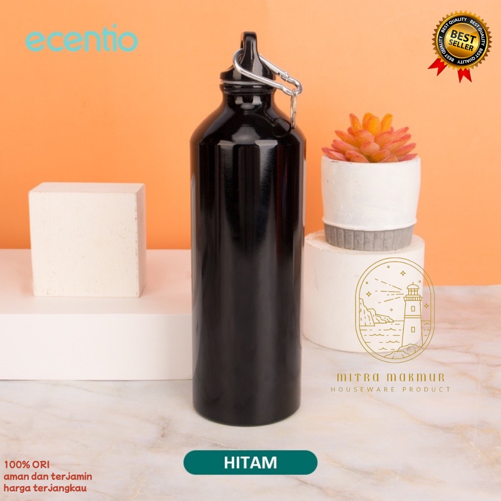 Jual ECENTIO TUMBLER MINUMAN ALUMINIUM 750 ML BLACK BOTOL AIR WATER ...