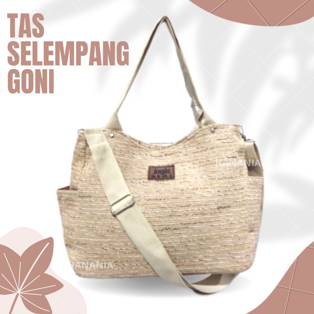 Jual Tas selempang dan bahu model tote hobo / Tas goni premium Ukuran ...