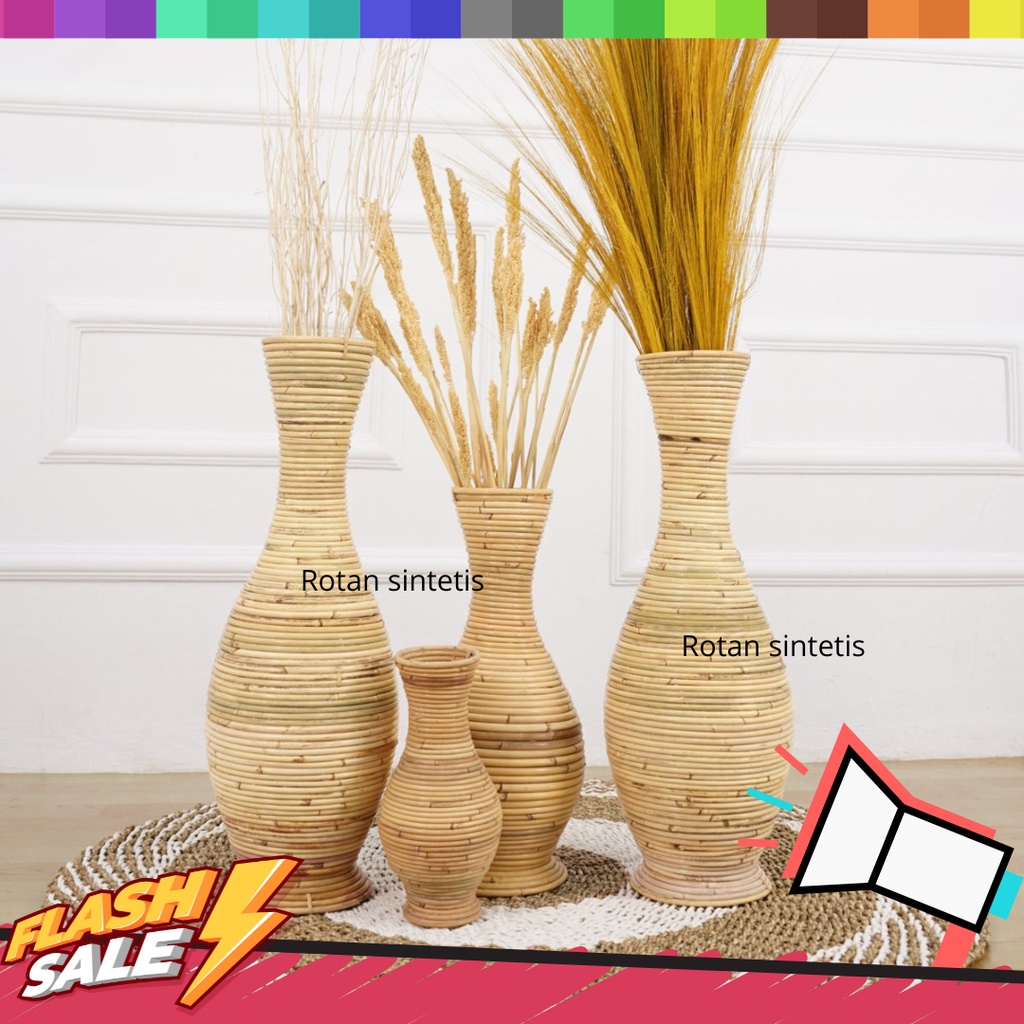 Jual Guci Rotan / Vas Bunga Rotan Sudah di Vernis Ukuran 30 50 70 CM ...