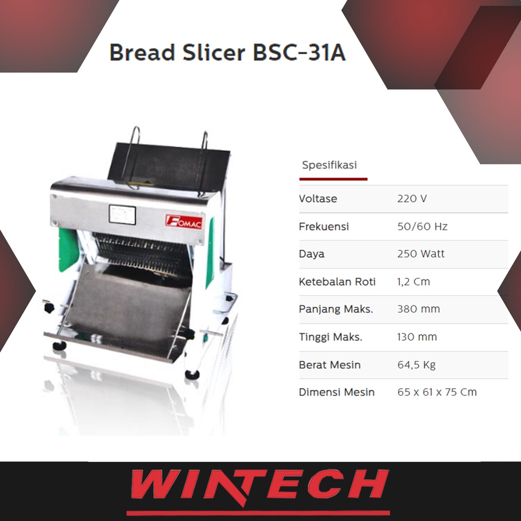 Jual FOMAC BSC-31A ( Mesin Pemotong Roti Tawar - mesin Pengiris Roti ...