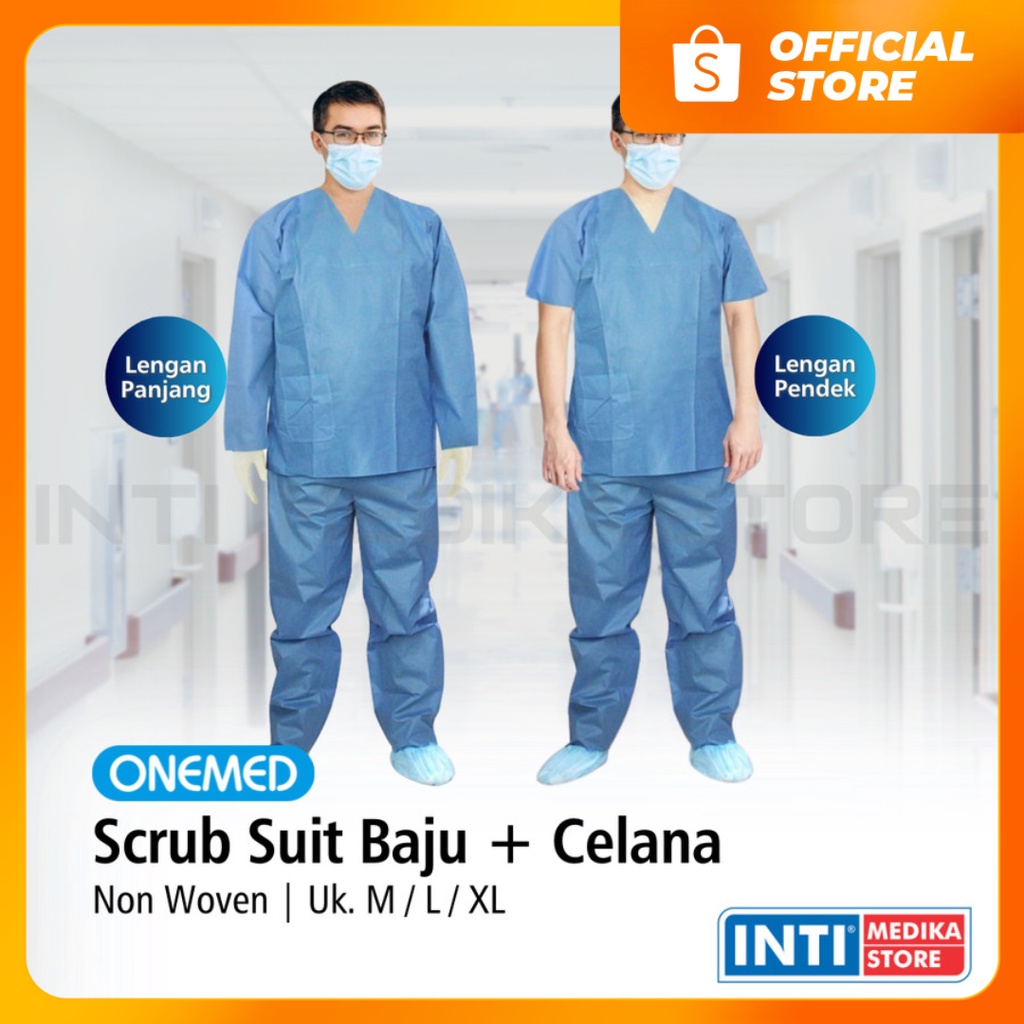 Jual ONEMED - Scrubs Suit Non Woven SMS | Baju Seragam Operasi Medis 1 Set | Shopee Indonesia