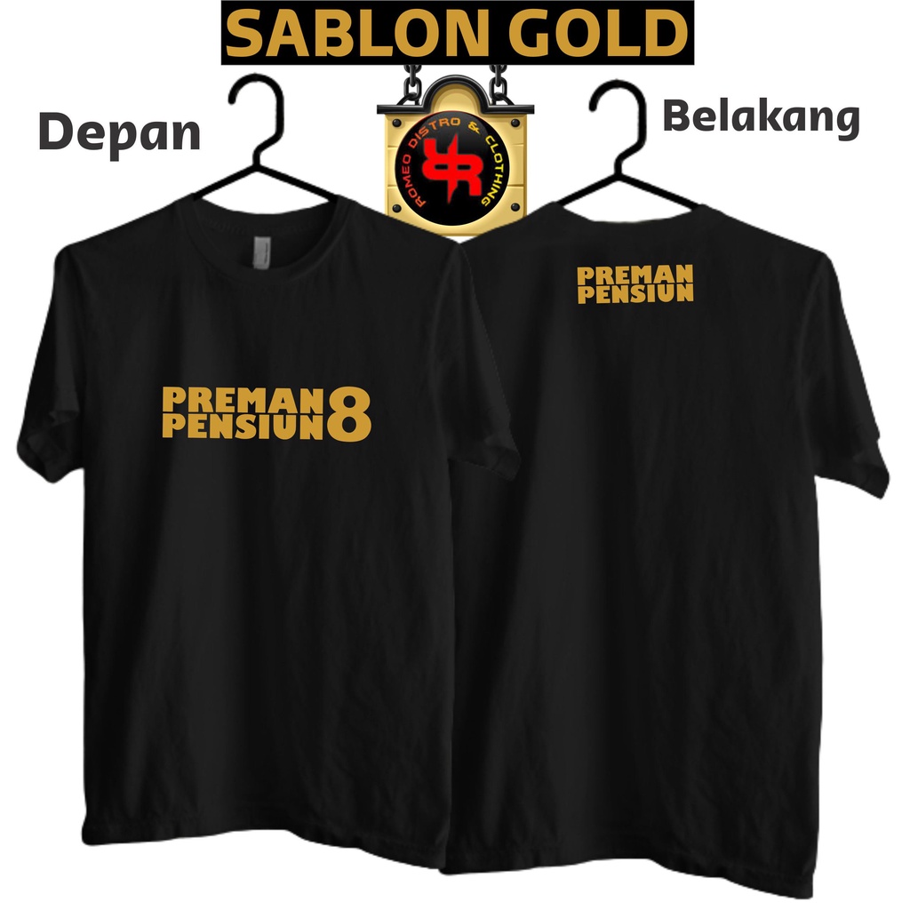 Jual Baju preman pensiun 8 kaos crew pria wanita sablon Gold Bisa ...