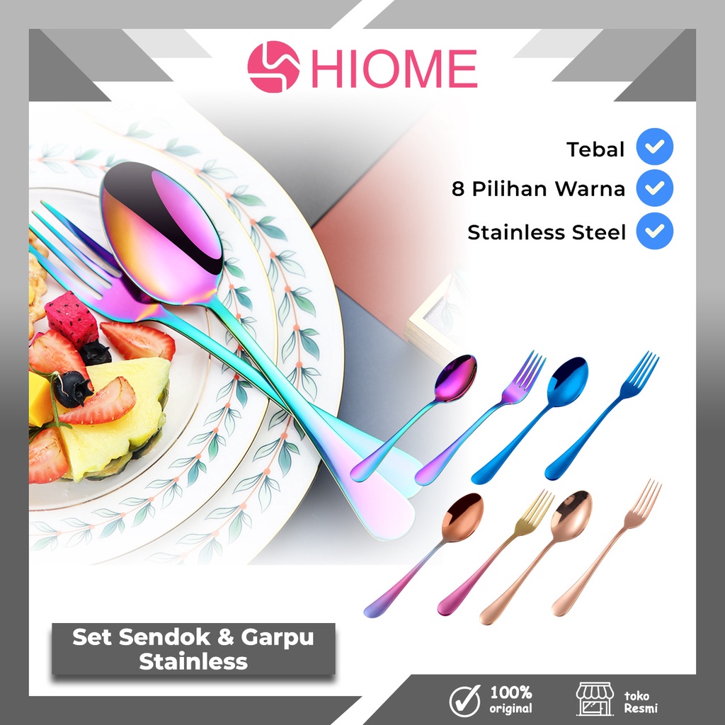 Jual HIOME Set Sendok Garpu Stainless / Set Alat Makan Stainless Elegan ...