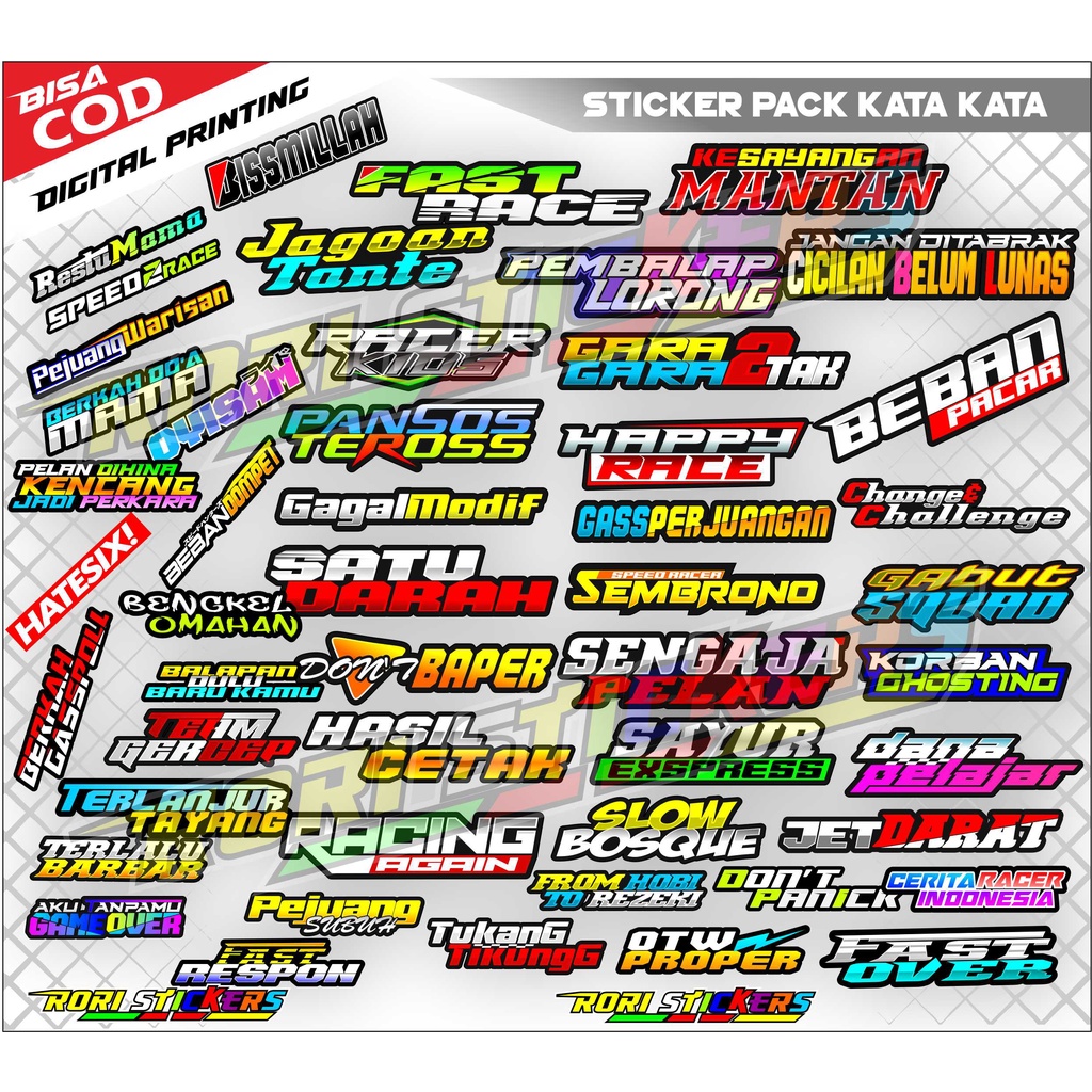 Jual STICKER PACK KATA KATA / STIKER PACK RACING / STIKER TERBARU ...