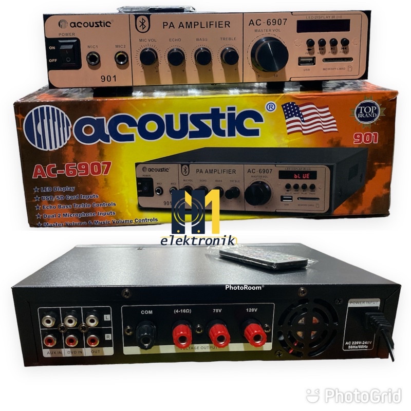 Jual PA Power Amplifier ACOUSTIC AC-6907 901 Bluetooth ampli | Shopee ...