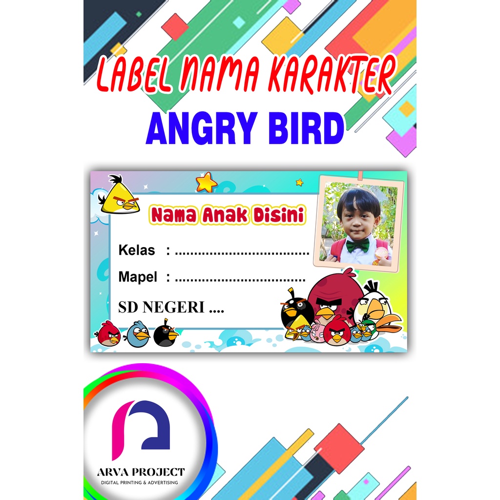 Jual Label Nama Karakter | Sticker Mapel Sekolah Custom | Angry Bird ...