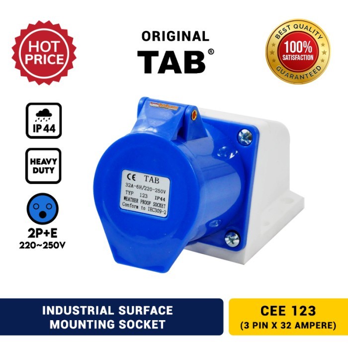 Jual Stop Kontak Genset 3 Pin 32A CEE 123 TAB Industrial Socket 32 A ...