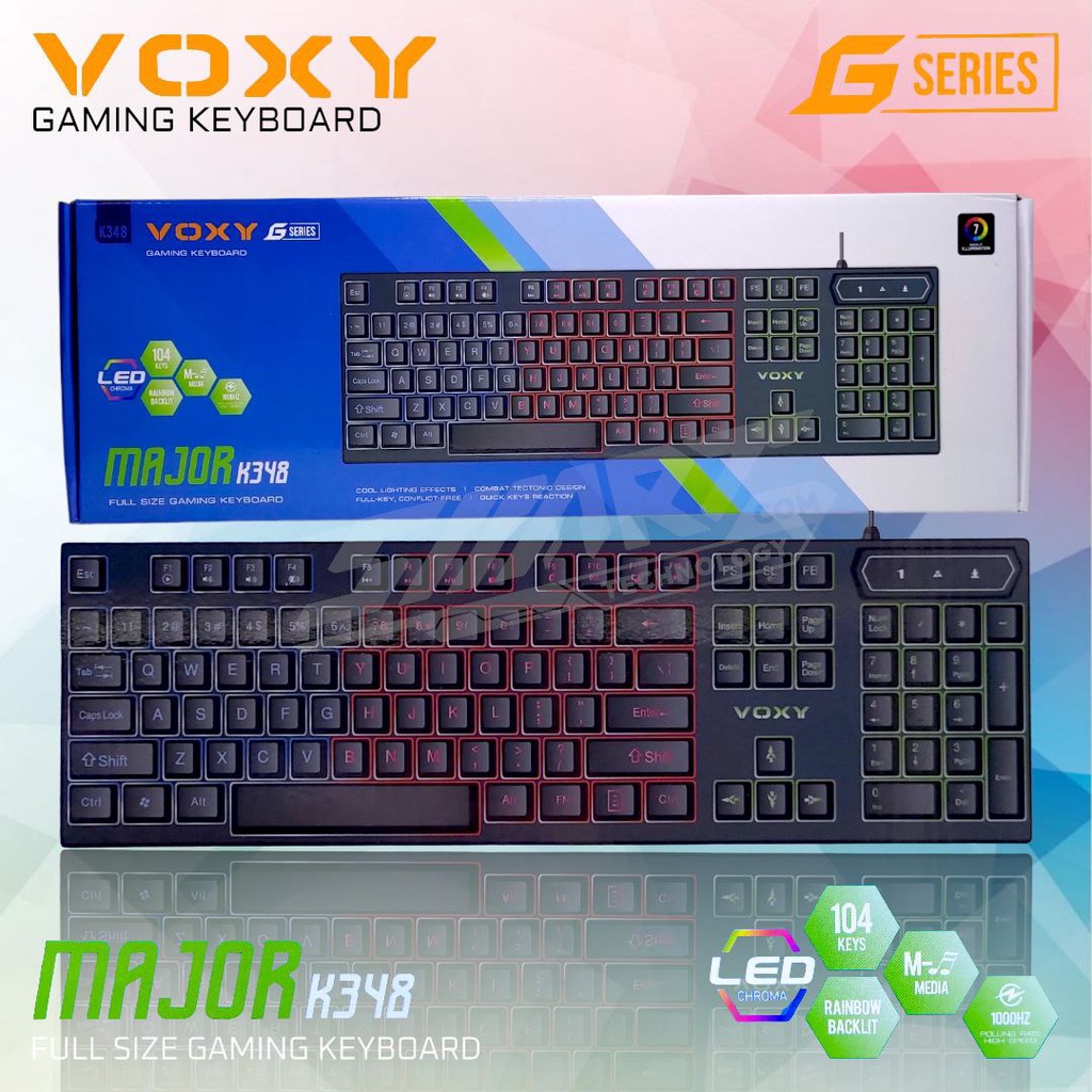 Jual KEYBOARD GAMING VOXY MAJOR K348 LED RGB / KEYBOARD GAMING RGB | Shopee Indonesia