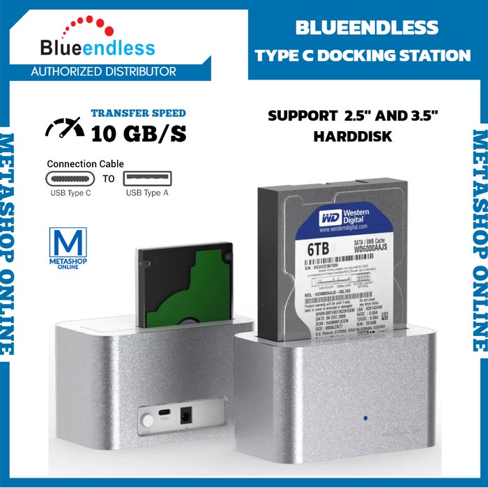 Jual BLUEENDLESS Docking Station Alumunium Type-C HDD SSD 2.5" 3.5 ...