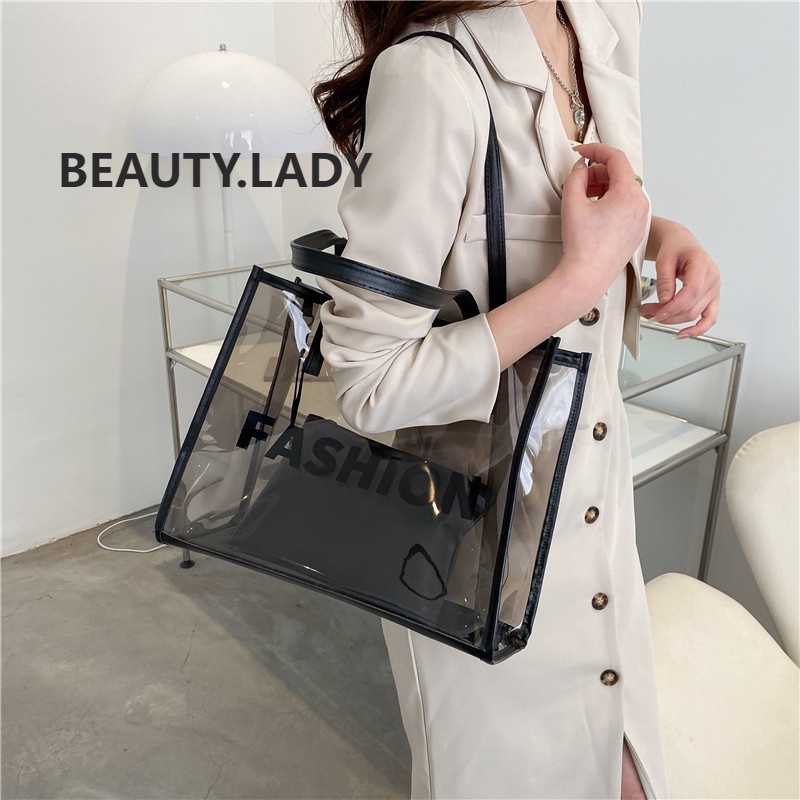 Jual BAO054 Totebag Jelly Transparan Tas Wanita/Tas PVC/Tas Hologram/Tas Casual/Tas Bahu/Tas ...