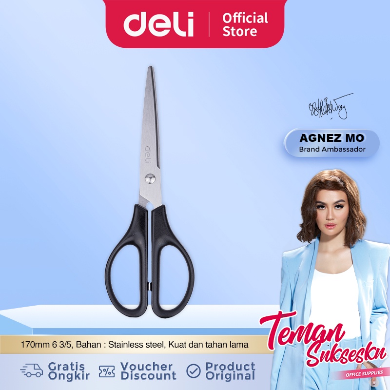 Jual Deli Gunting PP, stainless steel 170mm gagang simetris, ujung ...
