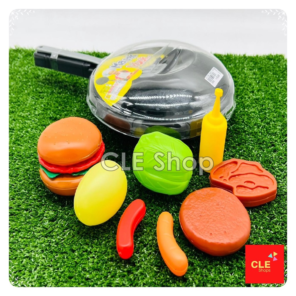 Jual TERBARU MAINAN TEPLON MASAK MASAKAN BURGER SET KITCHEN SET PANCI ...