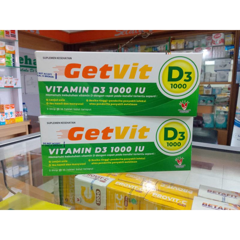 Jual GetVit D3 1000 IU 10 Tablet (1 strip @ 10 tablet) | Shopee Indonesia