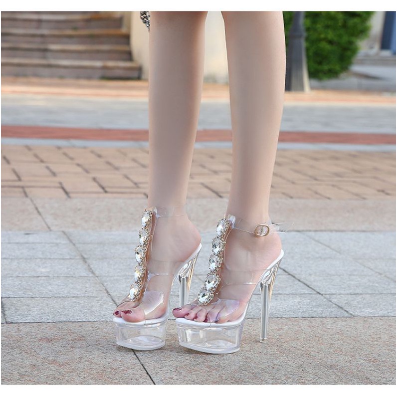 Jual {READY STOCK} HIGH HEELS KACA IMPORT WANITA 14CM | Shopee Indonesia
