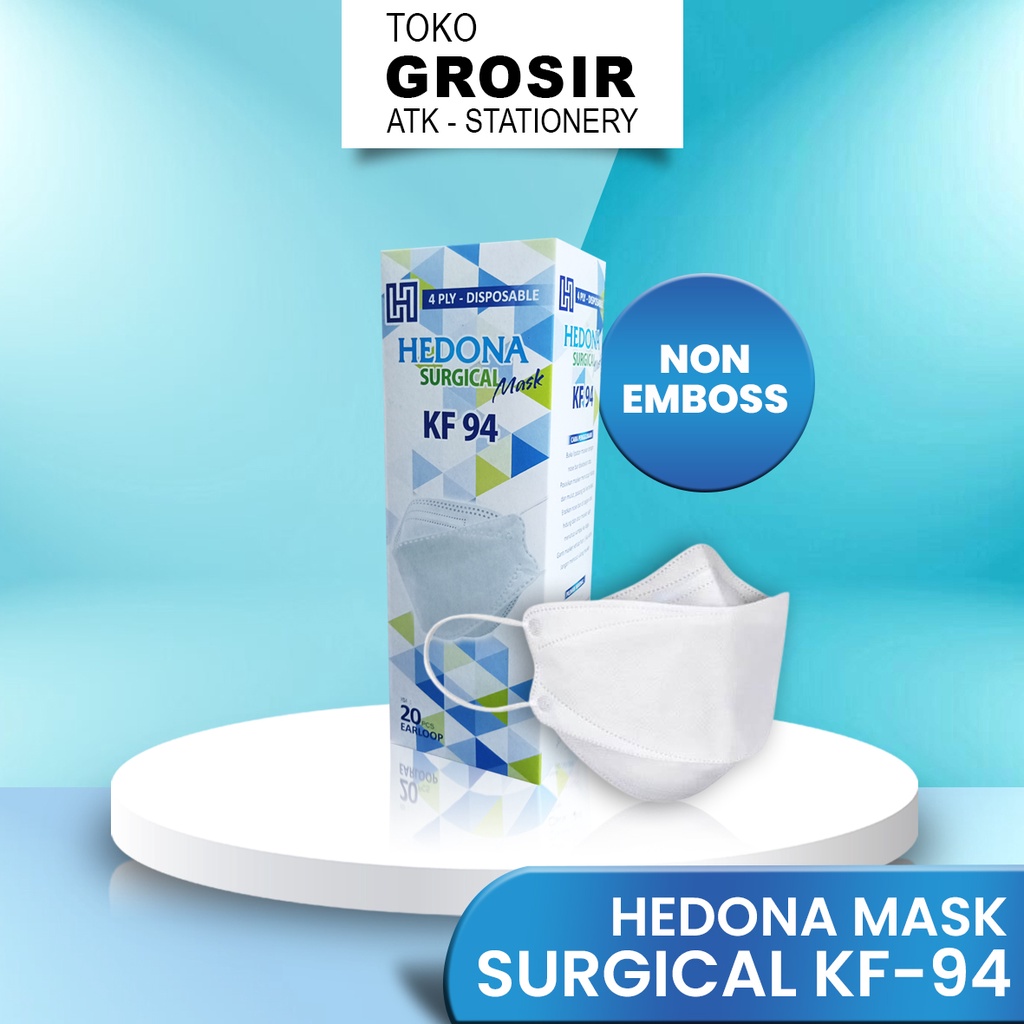 Jual MASKER HEDONA [NON EMBOSS] SURGICAL MASK KF94 4ply PUTIH isi 20pcs ...