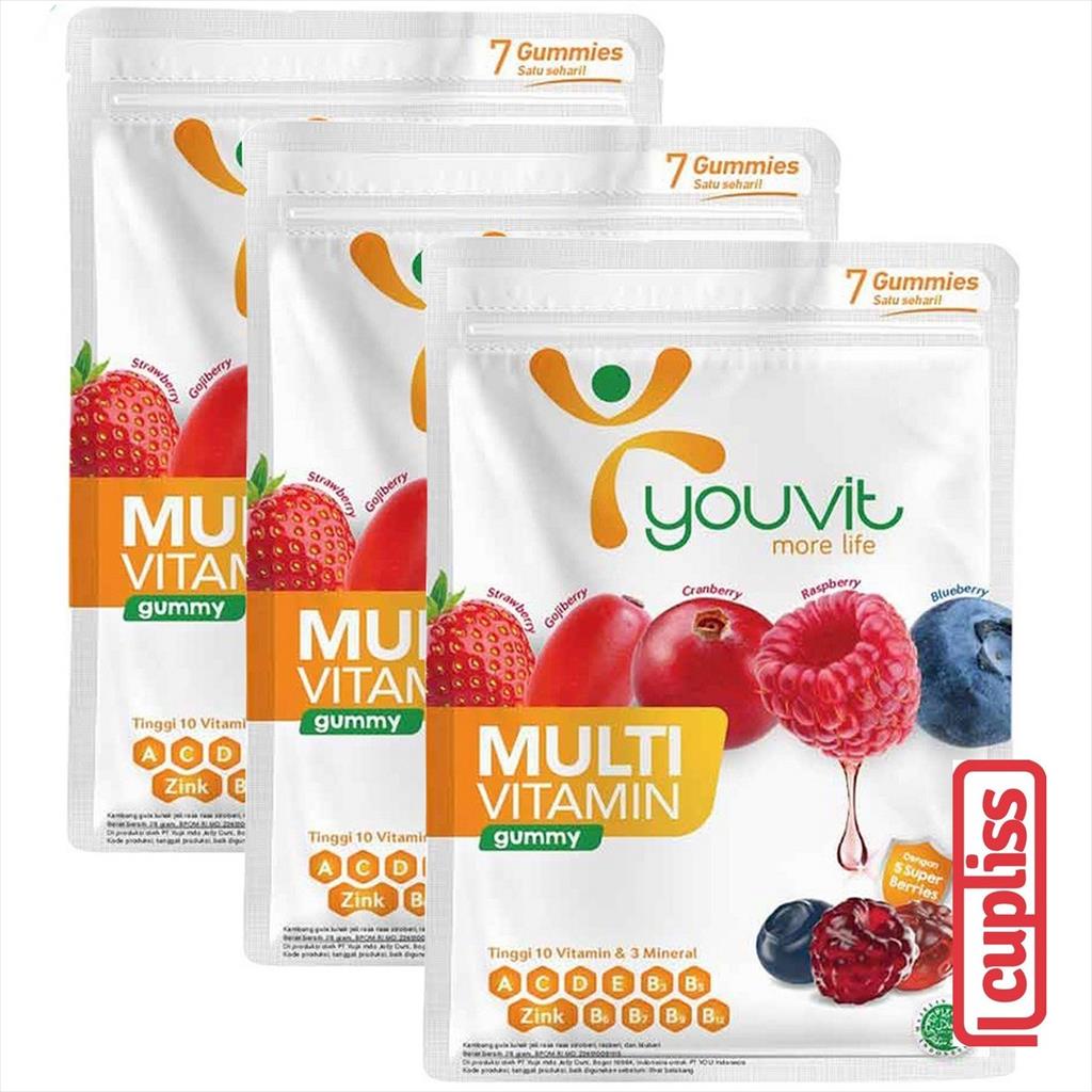 Jual x3 YOUVIT Multivitamin Gummy Dewasa 7 Days Vitamin | Shopee Indonesia