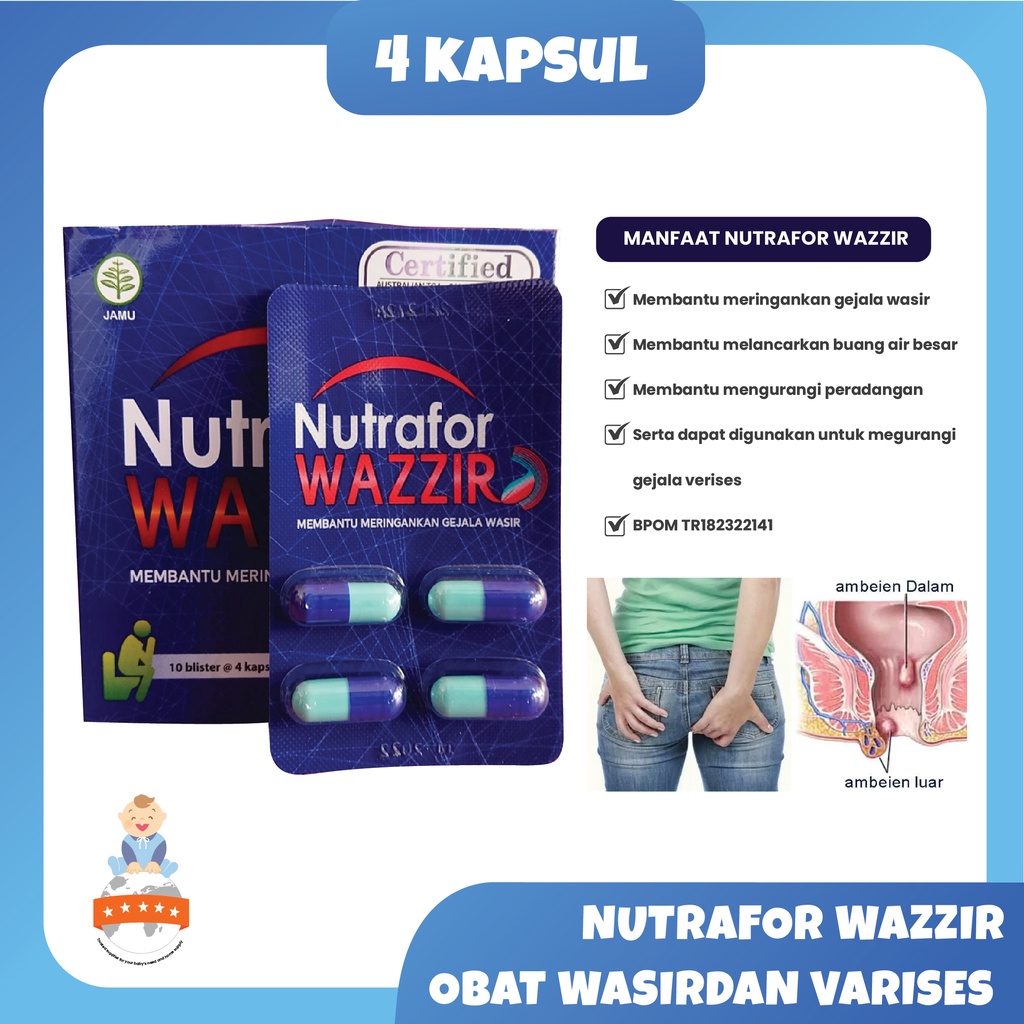 Jual Nutrafor WAZZIR Obat Wasir | Ambeien | Varises Herbal | Shopee ...