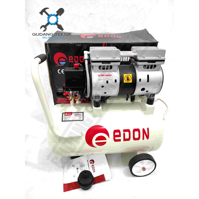 Jual Kompresor Angin Tanpa Oli Kapasitas 25 Liter 3/4HP ED550-25L EDON / Portable Air Compressor ...