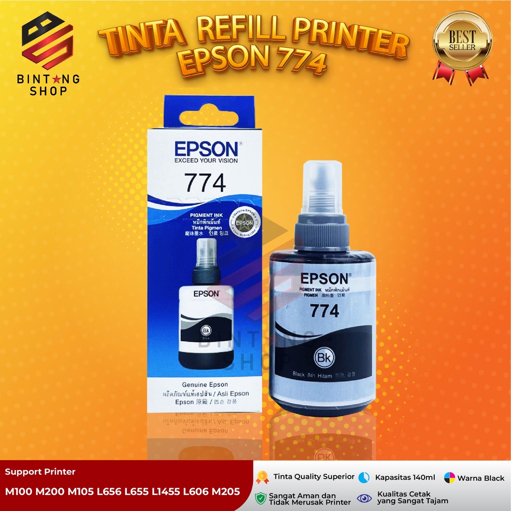 Jual Tinta Epson 774 Black Tipe Printer M100 M200 M105 L656 L655 L1455 ...