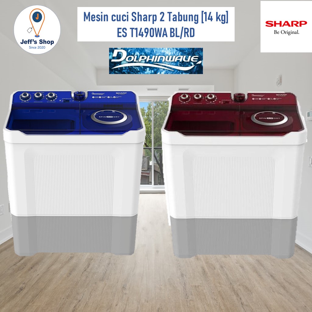 Jual Sharp Mesin Cuci [14 Kg] [Dolphinwave Series] ES T1490WA BL/RD | Shopee Indonesia