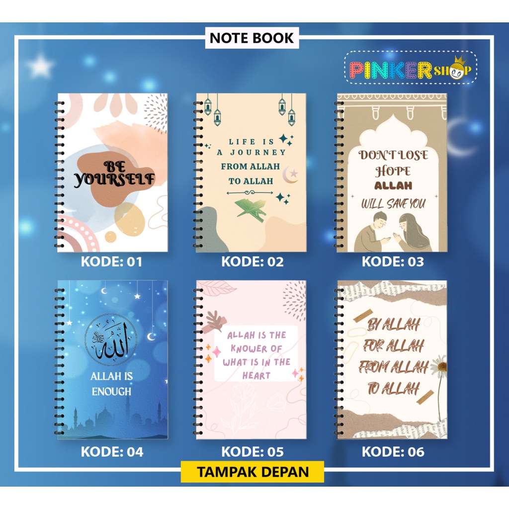 Jual (NS-005) BUKU TULIS NOTEBOOK ISLAMI SPIRAL POLOS GRID GARIS DOT ...