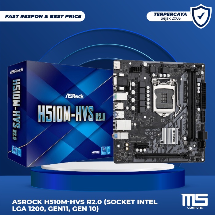 Jual ASRock H510M-HVS R2.0 (Socket Intel LGA 1200, Gen11, Gen 10) | Shopee Indonesia