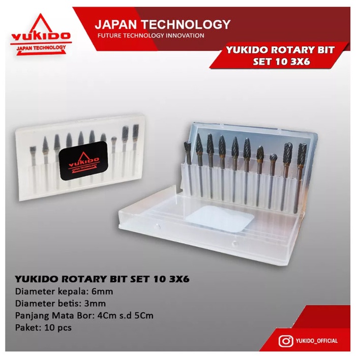 Jual Yukido Mata Tuner Set 10pcs/ Mata Porting 3X6mm | Shopee Indonesia