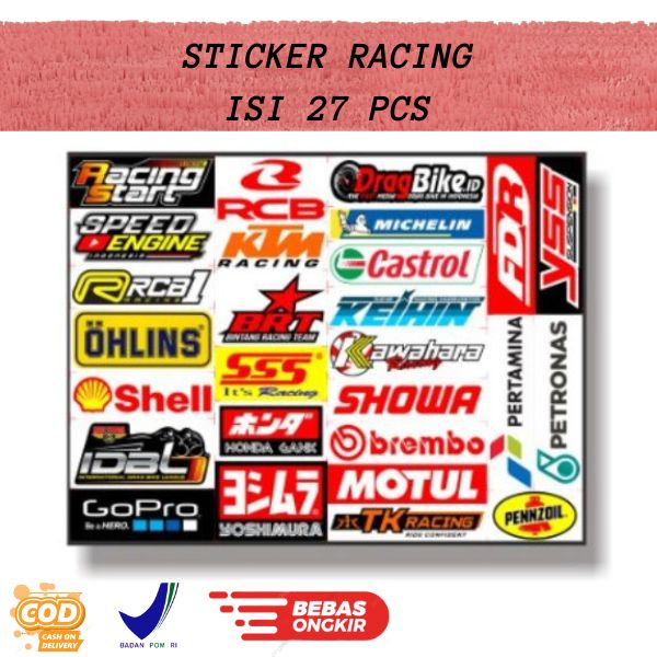 Jual COD / Stiker Racing Stiker Motor Isi 27 waterproof GLOSSY - Stiker ...