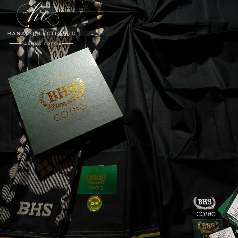 Jual SARUNG BHS COSMO GRADE GOLD CHP PPH HITAM POLOS TUMPAL KEMBANG ...