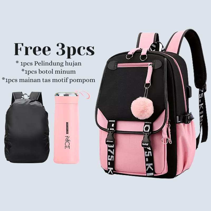 Jual BACKPACK KOREA MULTIFUNGSI LEISURE TAS SEKOLAH WANITA KANVAS BACK ...