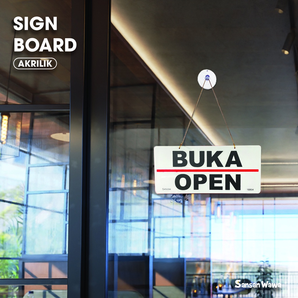 Jual Sign board acrylic TUTUP CLOSED / BUKA OPEN - Merek Sansan Wawa ...