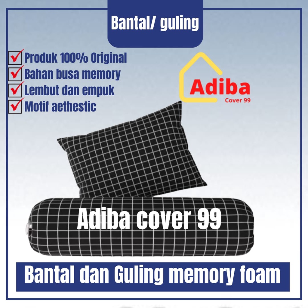 Jual Bantal dan Guling Tidur Memory Foam Motif Kotak Hitam(kualitas ...