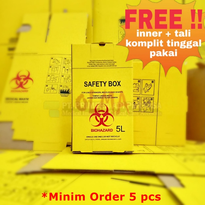 Jual Safety Box Medis 5 Liter Biohazard Inner+Tali Tempat Limbah Medis | Shopee Indonesia