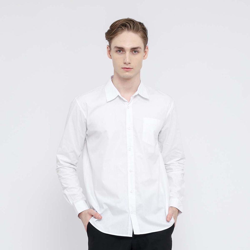 Jual LNC Original Kemeja Pria panjang basic Putih polos KPP02 | Shopee ...