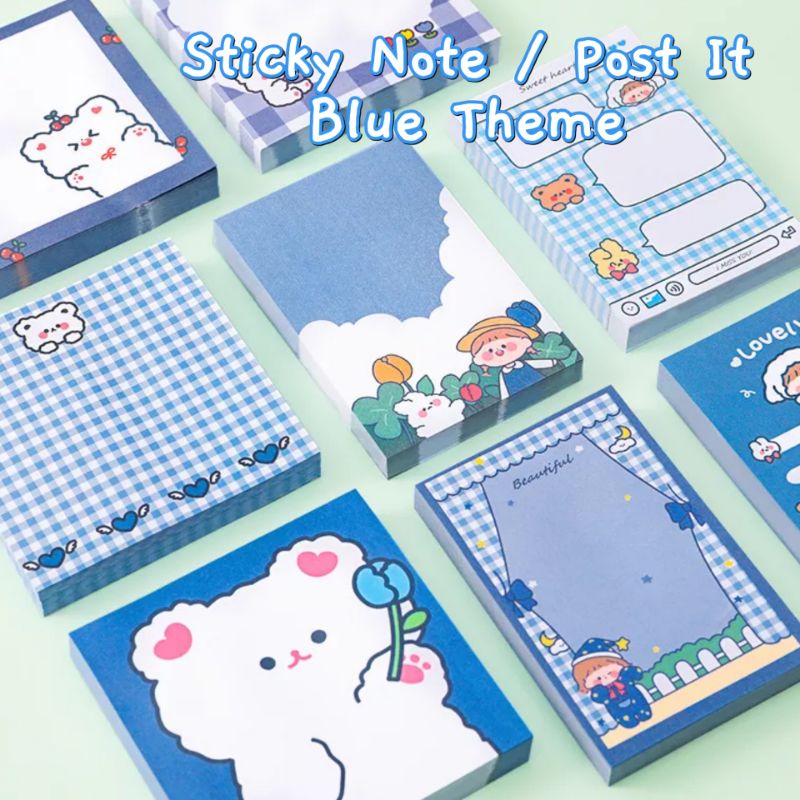 Jual Sticky Note / Kertas Catatan Tema Biru / Memo Tempel Motif Blue ...