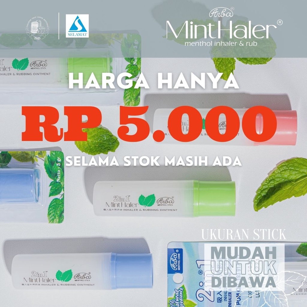Jual menthol MintHaler arba Stick 3gr - inhaler dan obat gosok | Shopee ...