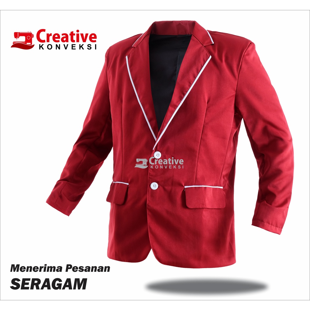 Jual jas almamater warna merah maroon variasi lis putih full furing ...