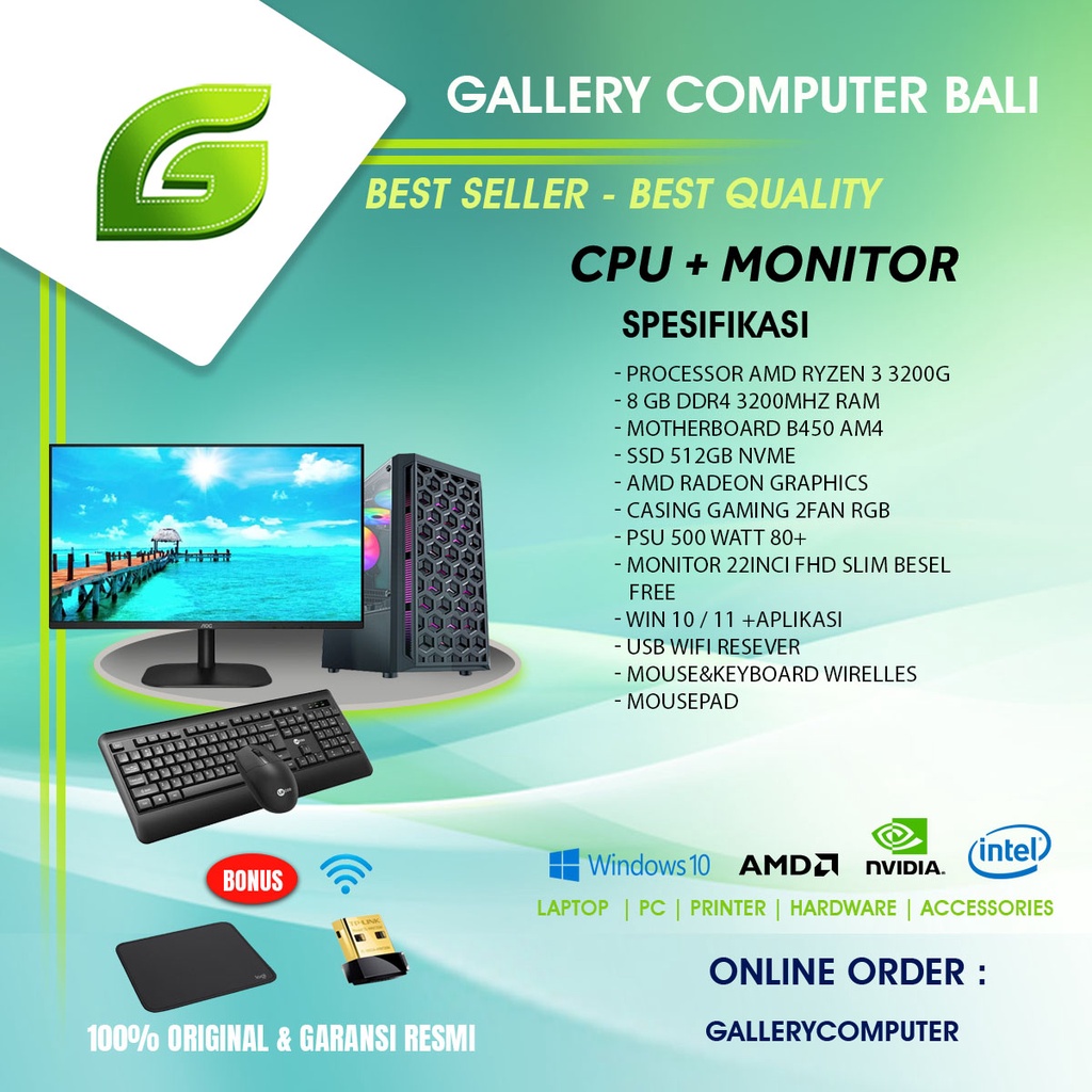 Jual paket komputer pc rakitan ryzen 3-siap pakai | Shopee Indonesia