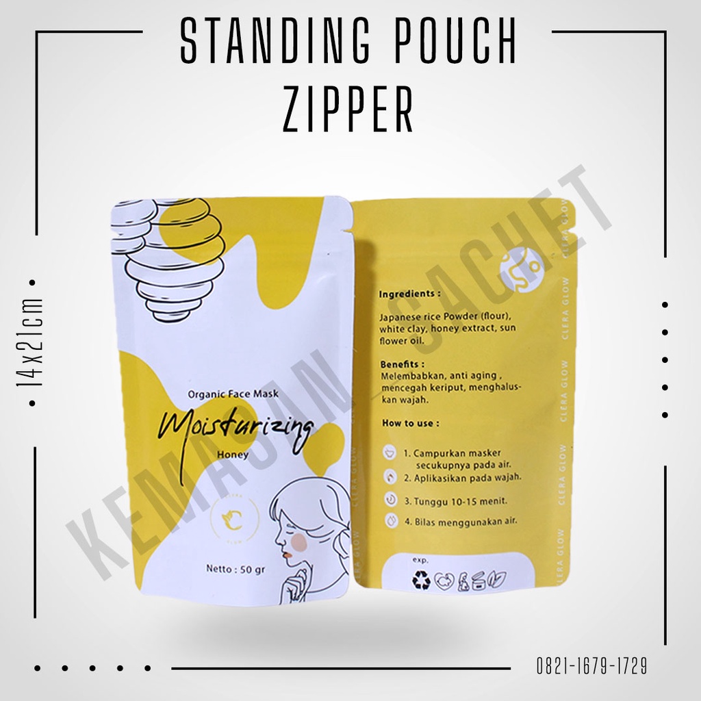 Jual Cetak Kemasan Standing Pouch Zipper Full Print Ukuran 14x21 ...