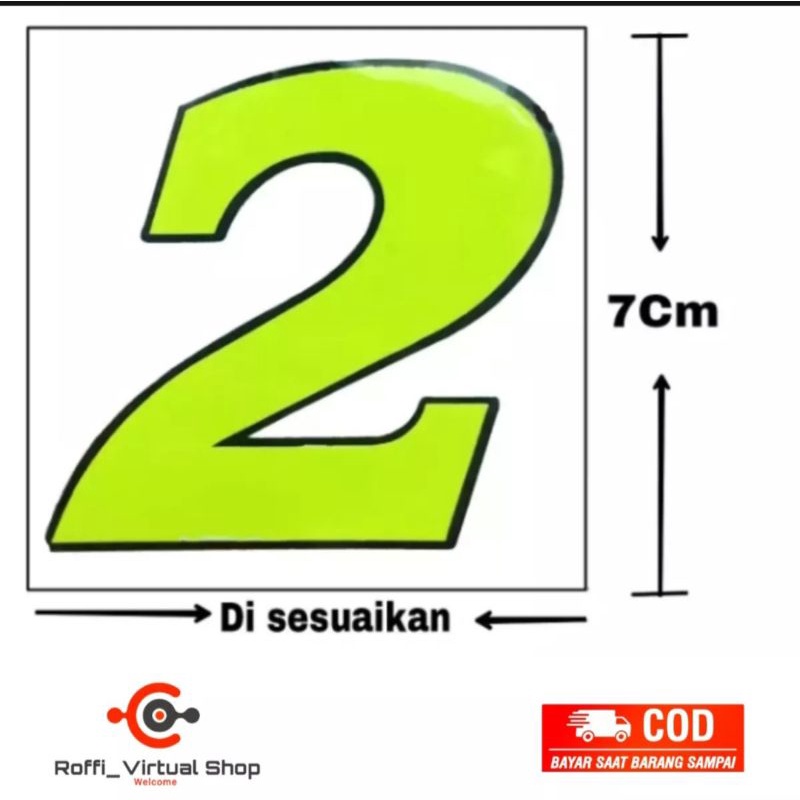 Jual Stiker cutting angka 2 warna kuning stabilo/ tahan lama dan tahan ...